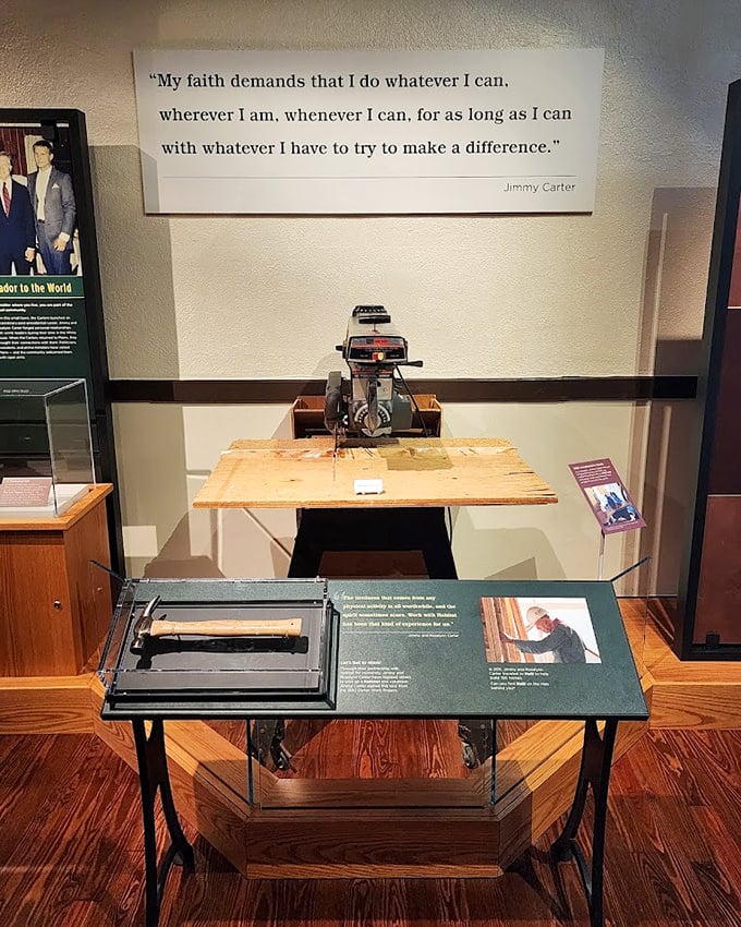 Inside the museum, Carter's woodworking tools showcase the hands-on spirit that defined his presidency and beyond.