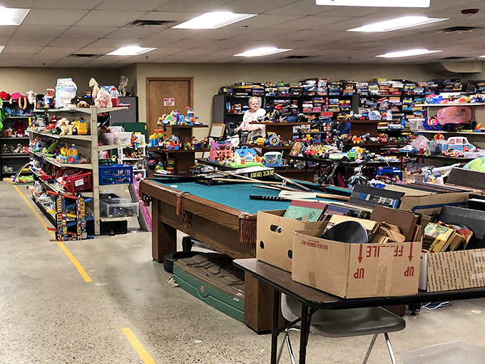 The toy section looks like Santa's workshop exploded in the most wonderful way imaginable.