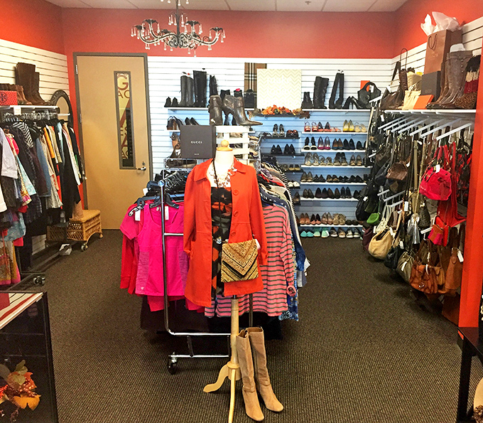 Red walls signal you've entered the fashion zone. That designer jacket you've been hunting? It might be hanging right next to last season's mall finds.