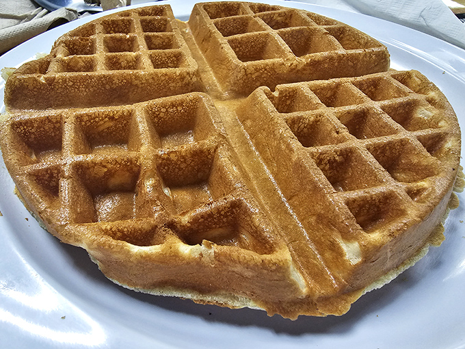 This golden waffle isn't trying to impress Instagram &ndash; it's trying to impress your taste buds, and succeeding magnificently with crisp edges and fluffy interior.