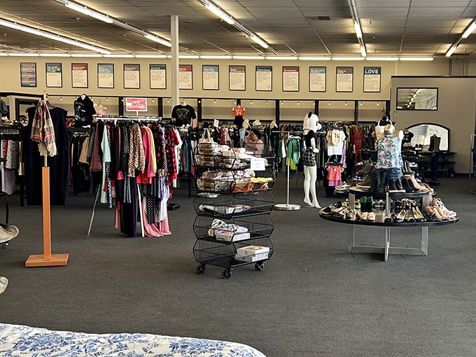 Meticulously organized clothing displays make hunting for that perfect outfit more pleasure than chore&mdash;no rummaging required here!