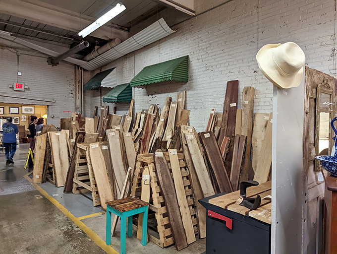 Architectural salvage heaven&mdash;where yesterday's building materials become tomorrow's conversation pieces. One person's discarded lumber is another's rustic dream.