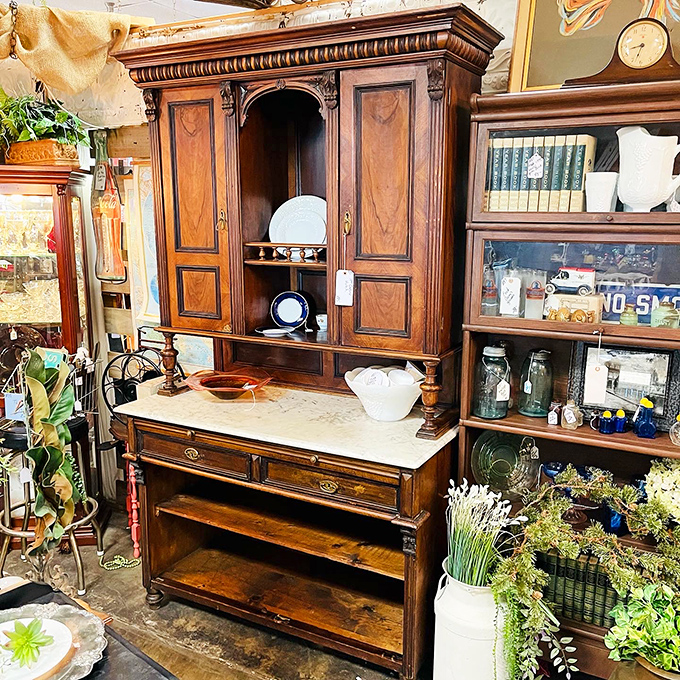 This isn't just furniture&mdash;it's functional history. The kind of wooden hutch that makes modern particleboard hang its head in shame. 