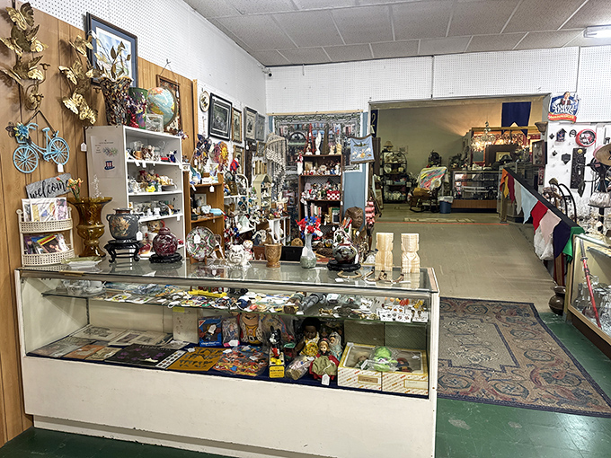 Meeting Street Antiques displays its treasures like an art gallery. That dresser has probably witnessed more history than your high school textbook.