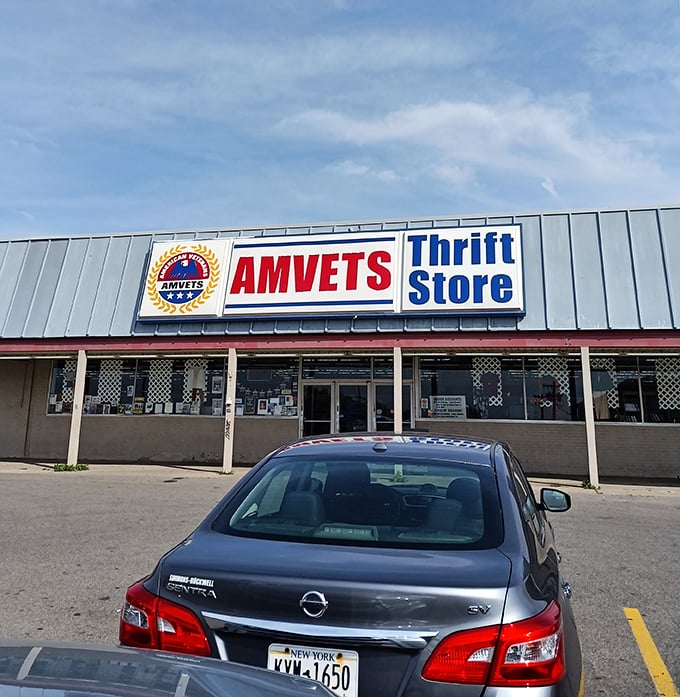 AMVETS' no-nonsense exterior hides a cavernous world of secondhand treasures waiting to be discovered by savvy shoppers.