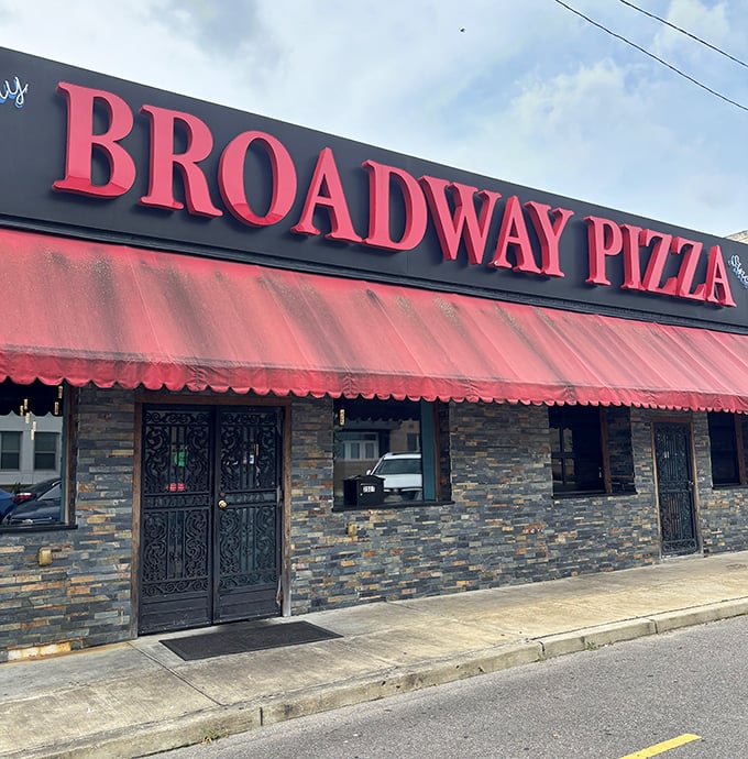 Broadway Pizza's stone exterior and iconic red awning have been welcoming Memphis pizza lovers for generations. Some traditions are worth preserving.