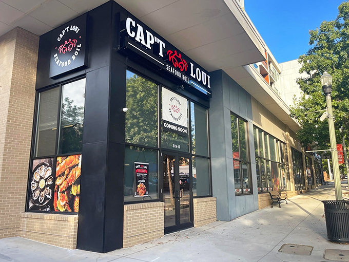 Cap't Loui brings seafood boil swagger to Decatur's urban landscape. Black storefront, bright signage, and seafood that demands you roll up your sleeves.