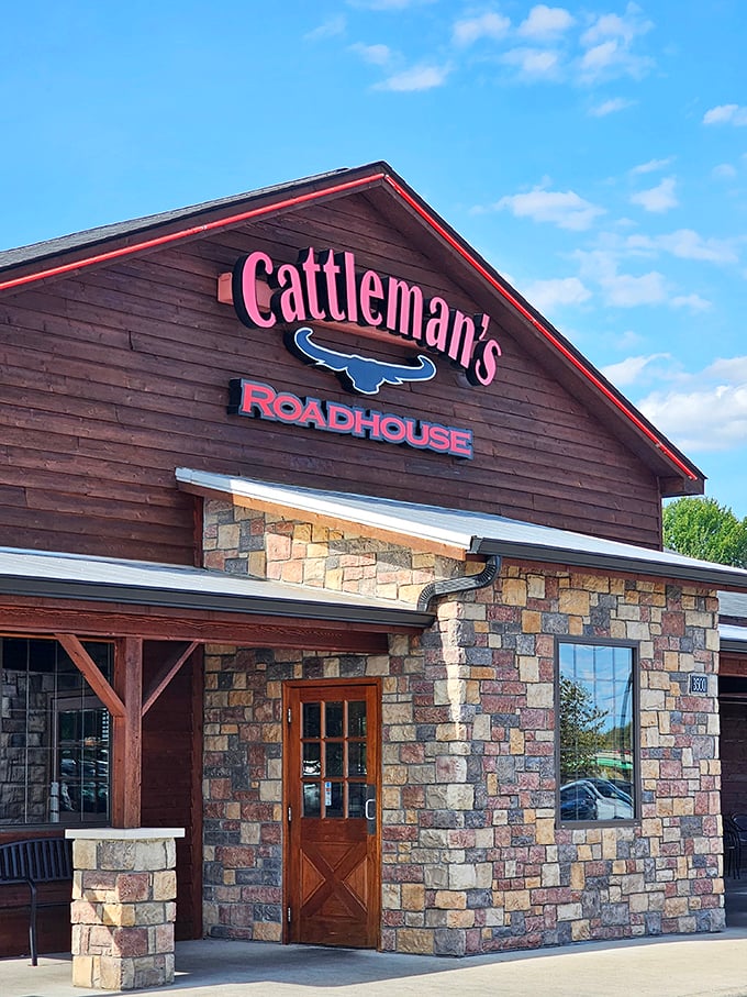 Cattleman's Roadhouse doesn't need fancy frills&mdash;just that perfect wood-stone combo that whispers, "Serious steak happens here."