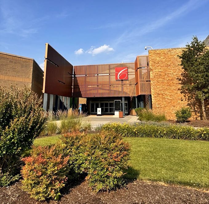 Christiana Mall's modern entrance promises retail adventures beyond your wildest dreams. Like Narnia, but with better food court options.
