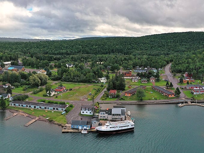 Copper Harbor's historic schoolhouse stands as a reminder of simpler times. Education in architecture and affordability.