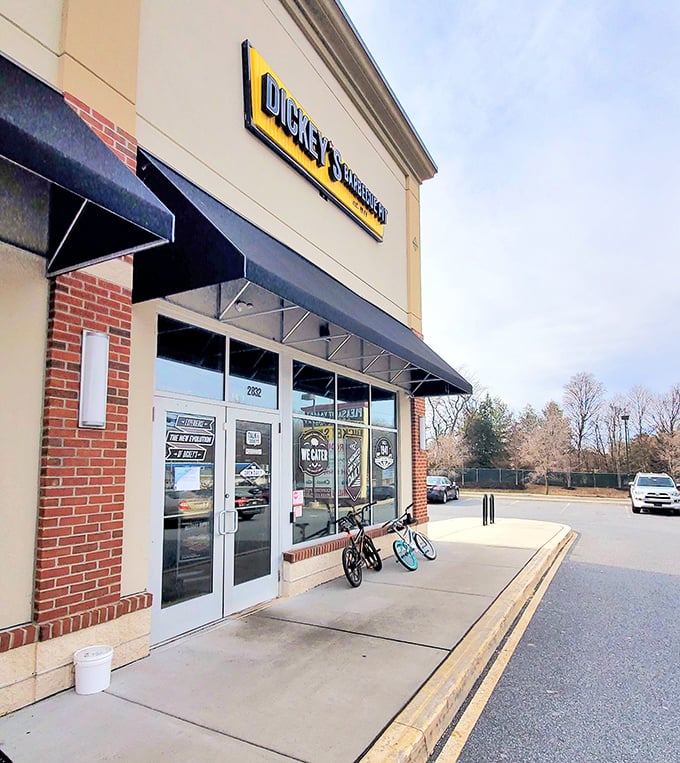 Clean lines and that golden yellow promise quality barbecue done the Texas way, right here in Delaware.