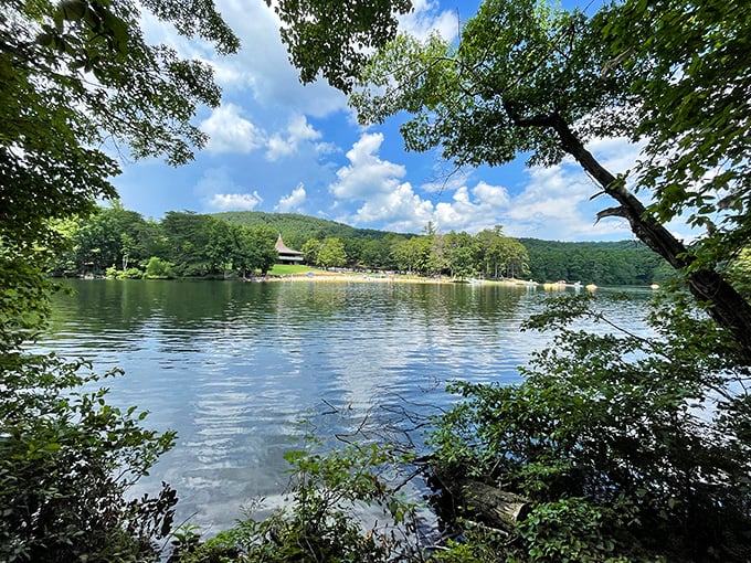 Fort Mountain's crystal-clear lake mirrors the sky so perfectly you'll wonder which way is up. Nature's own optical illusion!