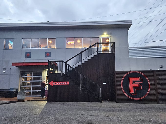 Modern architecture meets timeless pizza traditions - sometimes the future tastes absolutely delicious.