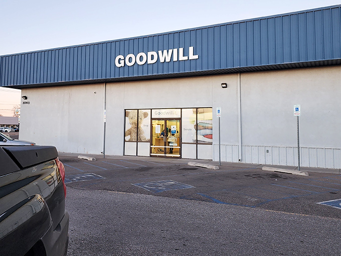 Goodwill Santa Fe keeps it clean and simple with a no-nonsense exterior. Behind those doors? Designer castoffs at pennies on the dollar.