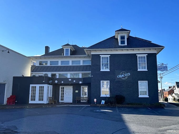 Gracie's stately blue building stands like breakfast royalty. This isn't just a meal &ndash; it's a morning experience.