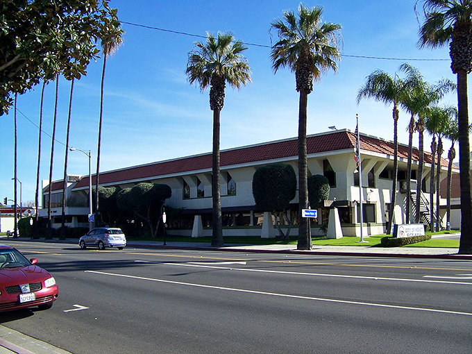 Hemet's classic California architecture basks in eternal sunshine. Who needs Miami when palm trees and blue skies come without the humidity?
