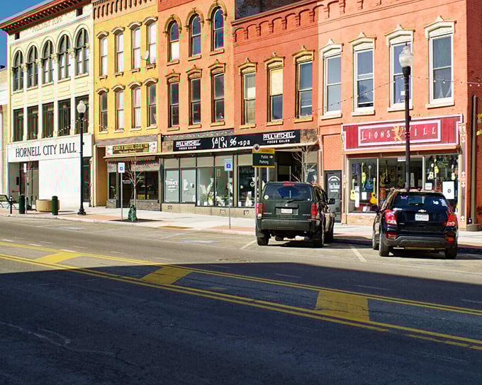 Hornell's rainbow row of storefronts brings Technicolor charm to Main Street, where vibrant buildings house businesses that won't drain your technicolor dreams.
