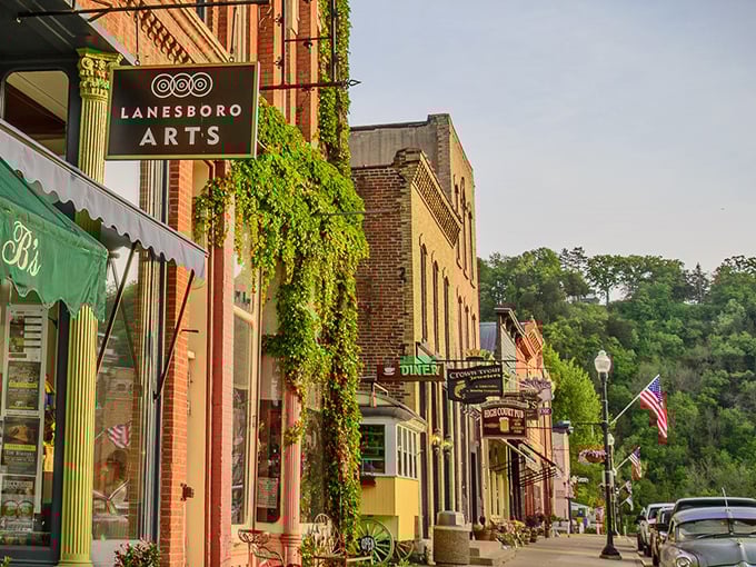 Lanesboro's vine-covered brick buildings create the perfect backdrop for exploring this bicycle-friendly town nestled in bluff country.