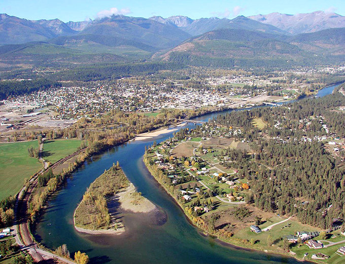 Libby's aerial view reveals a town cradled by mountains and rivers&mdash;Mother Nature's retirement community with affordable HOA fees.