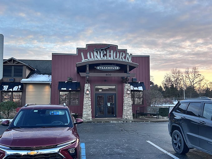 LongHorn's rustic exterior promises Western hospitality and steaks that would make any cowboy tip his hat in respect.