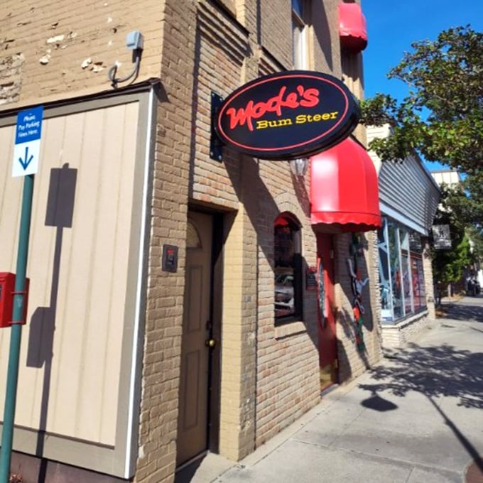 Mode's Bum Steer &ndash; where the quirky name and bright red door are your first clue that something deliciously unexpected awaits.