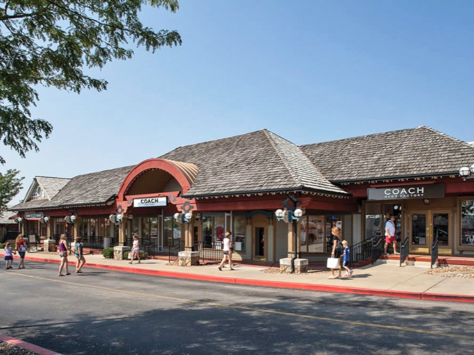 Classic outlet architecture creates the perfect backdrop for a successful shopping adventure day.