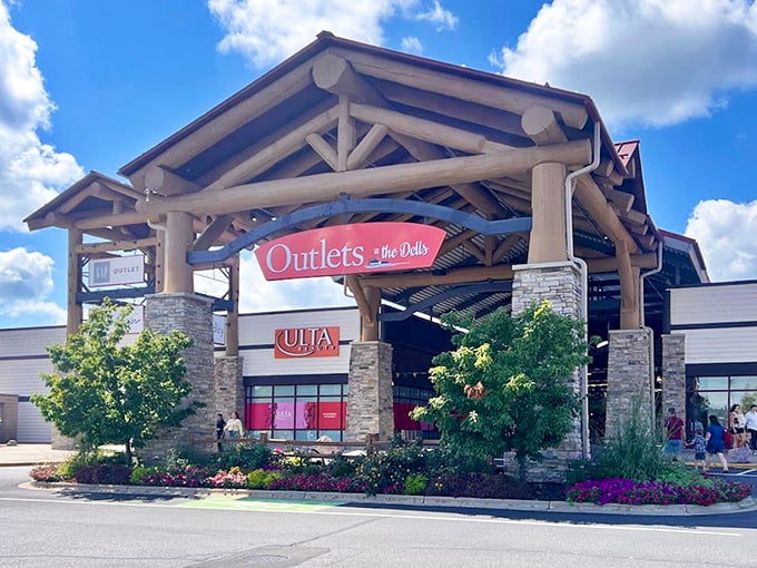 Outlets at the Dells: Rustic luxury meets bargain hunting beneath those massive timber beams&mdash;like shopping in Paul Bunyan's very stylish cabin.