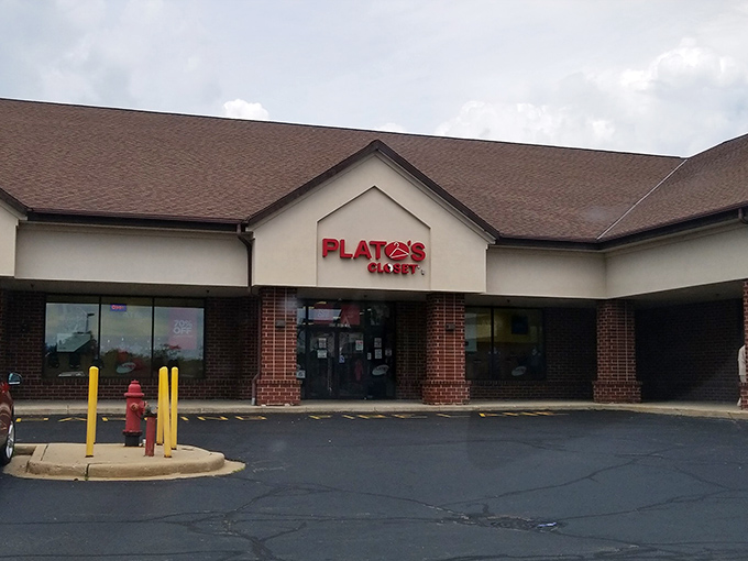 Plato's Closet's unassuming brick exterior hides a fashion goldmine where yesterday's trends find tomorrow's owners.