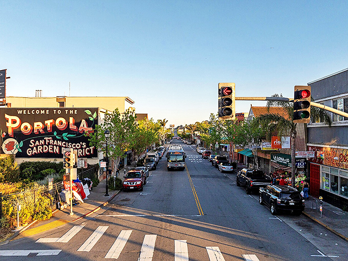 Portola's main drag might be quiet, but those mountains in the background are shouting, "Come explore me!" at the top of their lungs.