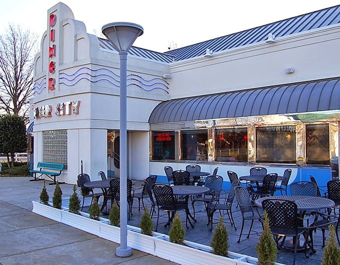 Art Deco curves meet breakfast classics in this shining beacon of morning meal excellence.