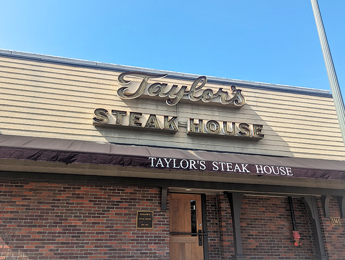 Taylor's classic brick exterior and vintage sign whisper "old-school excellence." In LA's sea of trendy spots, this timeless gem stands proudly unchanged.