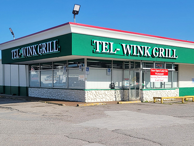 Tel-Wink Grill's green and white exterior stands like a time capsule of Houston dining history. No filters needed – just honest cooking and bottomless coffee.