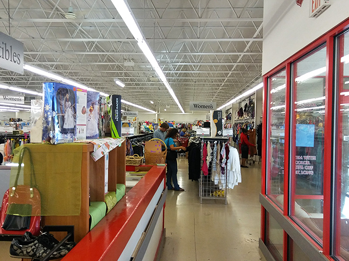 Inside this Salvation Army store, racks of carefully organized clothing await their second chance at fashion greatness.