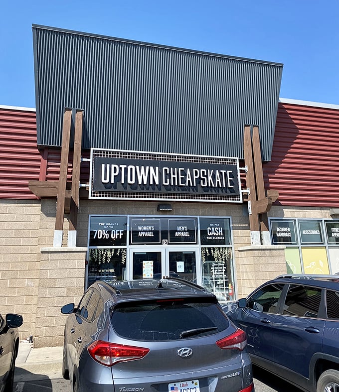 Uptown Cheapskate American Fork: With its distinctive red and blue exterior, this fashion exchange stands ready to transform your style without emptying your wallet.