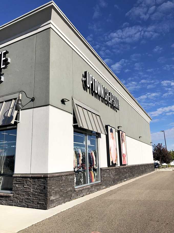 Uptown Cheapskate brings boutique vibes to the thrift world. Even the building looks like it's dressed for success.