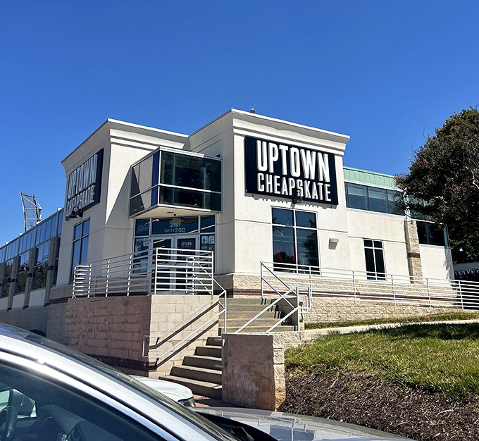 Uptown Cheapskate Raleigh's modern, two-story design signals this isn't your grandmother's thrift store experience.