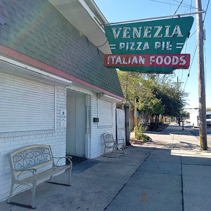 Venezia's vintage sign has pointed the way to "Pizza Pie" heaven for decades. Like finding Italy on a New Orleans street corner.