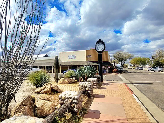 Wickenburg's downtown clock tower stands as a timeless reminder of when cowboys ruled these Arizona streets and life moved slower.