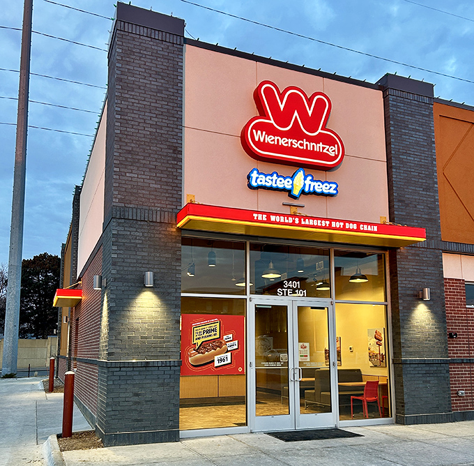 Wienerschnitzel's modern brick building houses hot dog royalty &ndash; the world's largest hot dog chain didn't earn that title by accident.