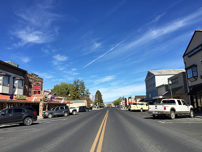 Yerington's downtown&mdash;where rush hour means three cars waiting at the stoplight instead of two.