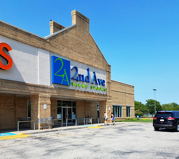 The bright blue 2nd Ave sign cuts through Pennsylvania clouds like a beacon for the bargain-obsessed among us.