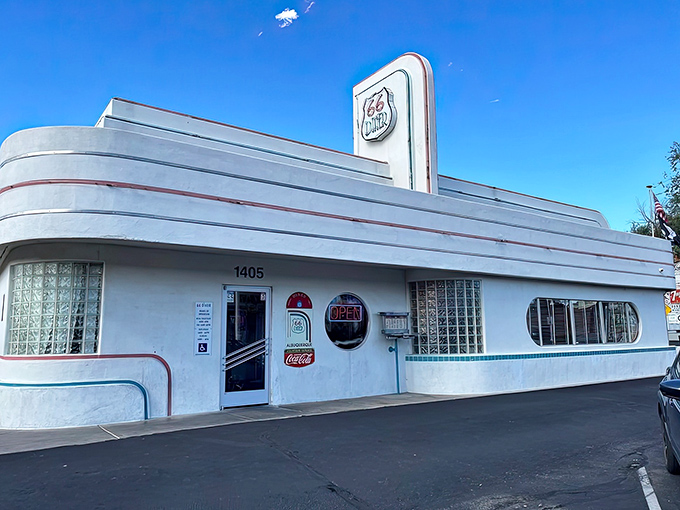 When a restaurant looks this perfectly retro, you know the pancakes inside are equally timeless. 
