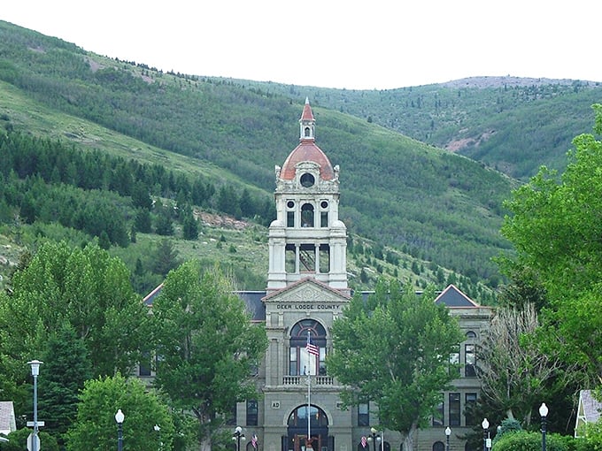 The courthouse dome rises majestically, proving that even small towns can have big architectural dreams and ambitions.