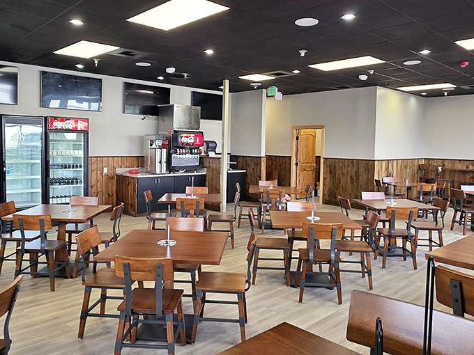 Modern design meets traditional smoking techniques in this clean, welcoming space where wood smoke works its tender, flavorful wonders.