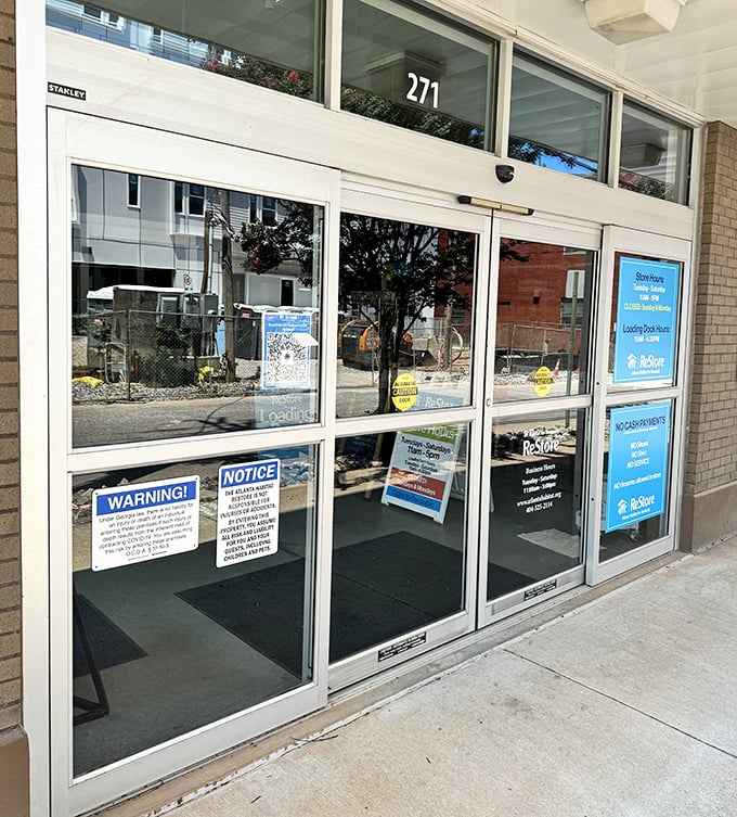 Those glass doors at address 271 welcome shoppers seeking building materials and home goods at charitable prices.