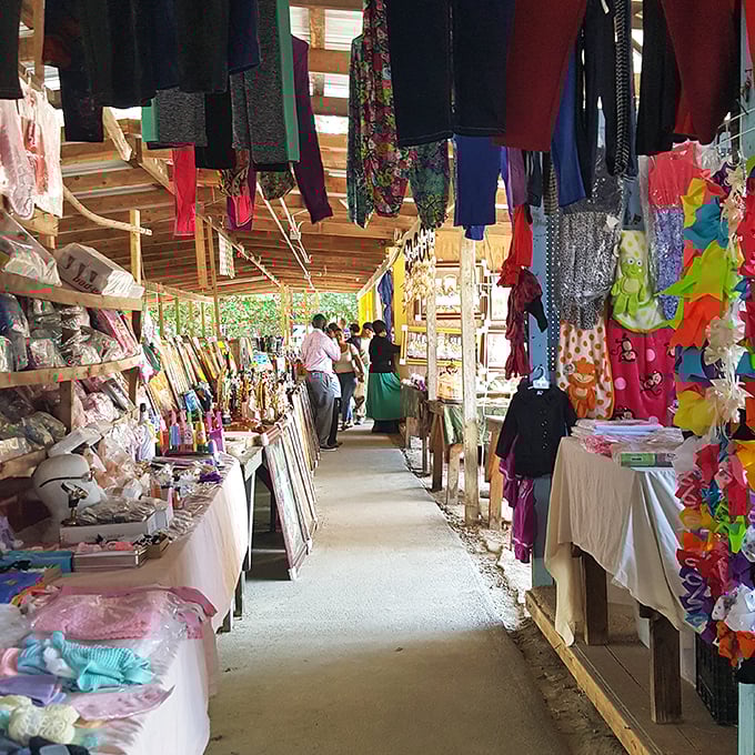 Colorful merchandise under simple canopies&mdash;Bill's proves the best finds often come from the most unassuming places.