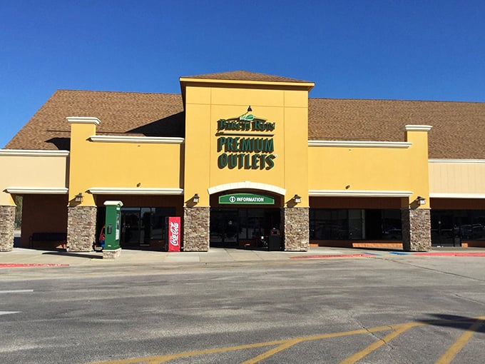 The classic outlet architecture whispers "premium brands, outlet prices" - music to any savvy shopper's ears.