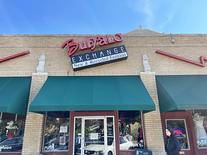 That classic storefront promises style adventures where yesterday's trends become tomorrow's treasures again.