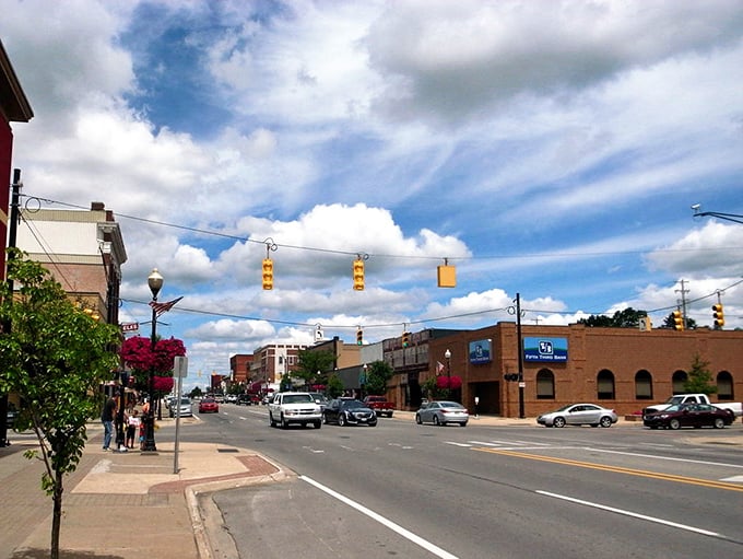 Cadillac's wide main street under Michigan's big sky &ndash; where traffic lights are suggestions and nobody honks if you pause to wave.