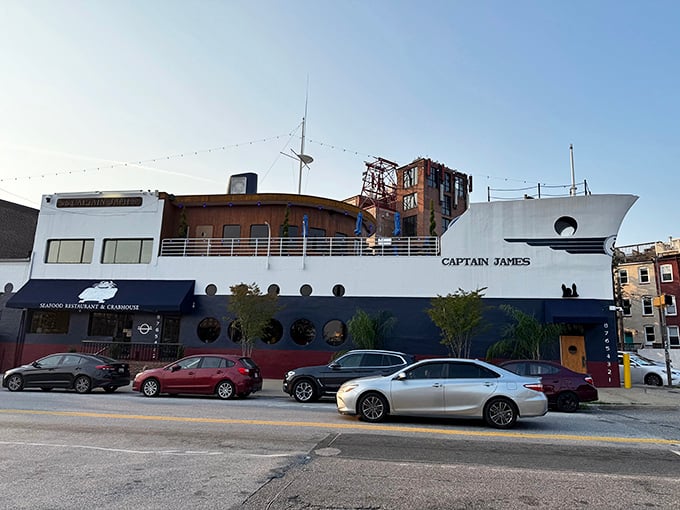 The Captain James experience: eating the ocean's bounty aboard a vessel that never sails. Maritime dining without the seasickness!